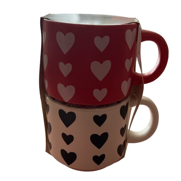 Amazon | Dining | Nwt 2 Count Stacking Mugs Matte Finish Love Hearts ...